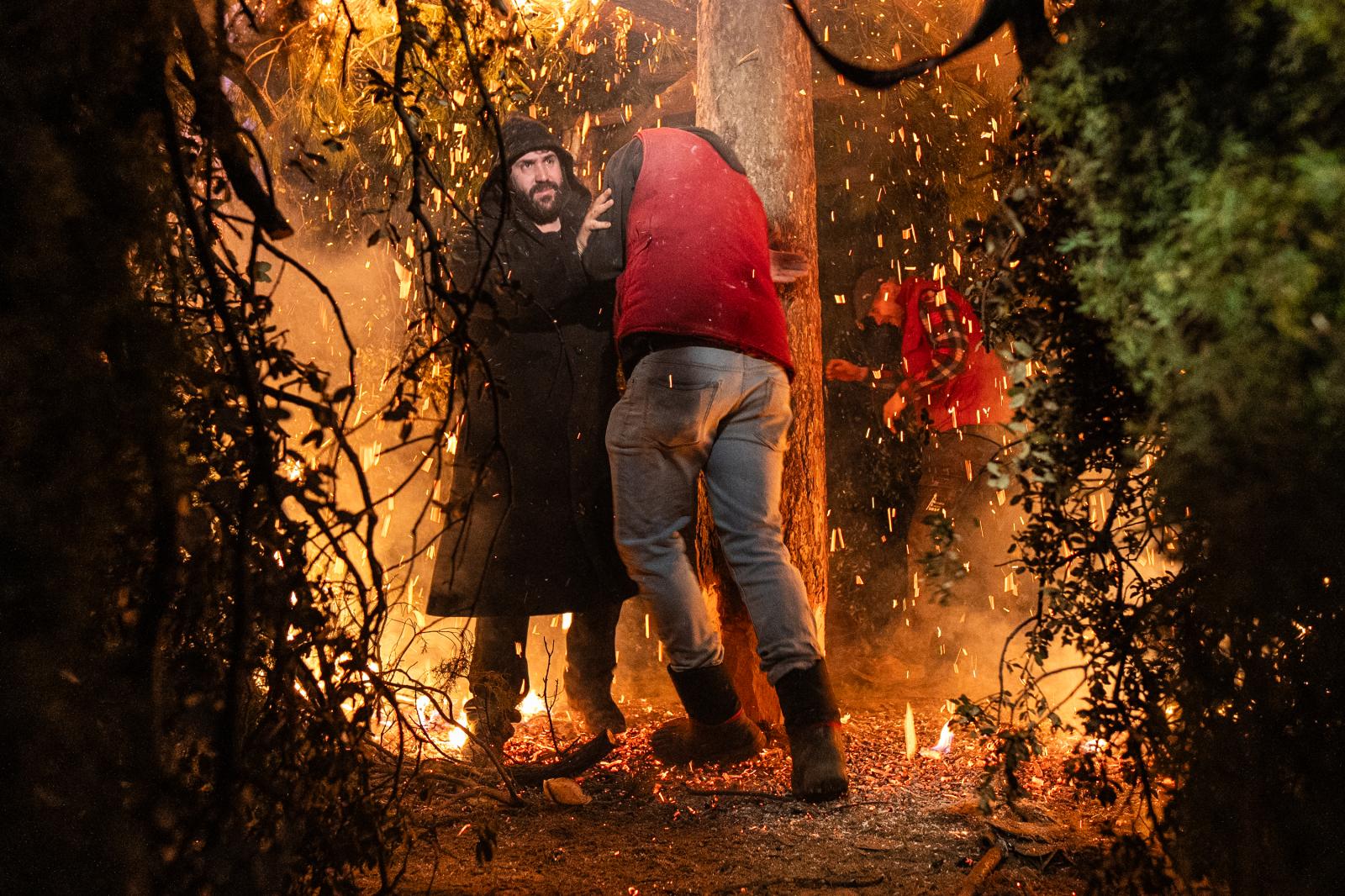 Spanish Villagers Celebrate The Santantona de Forcall, A Medieval Fire ...